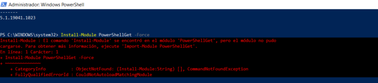 Solución al error de Powershell "pero el módulo no pudo cargarse... ejecute 'Import-Module ...